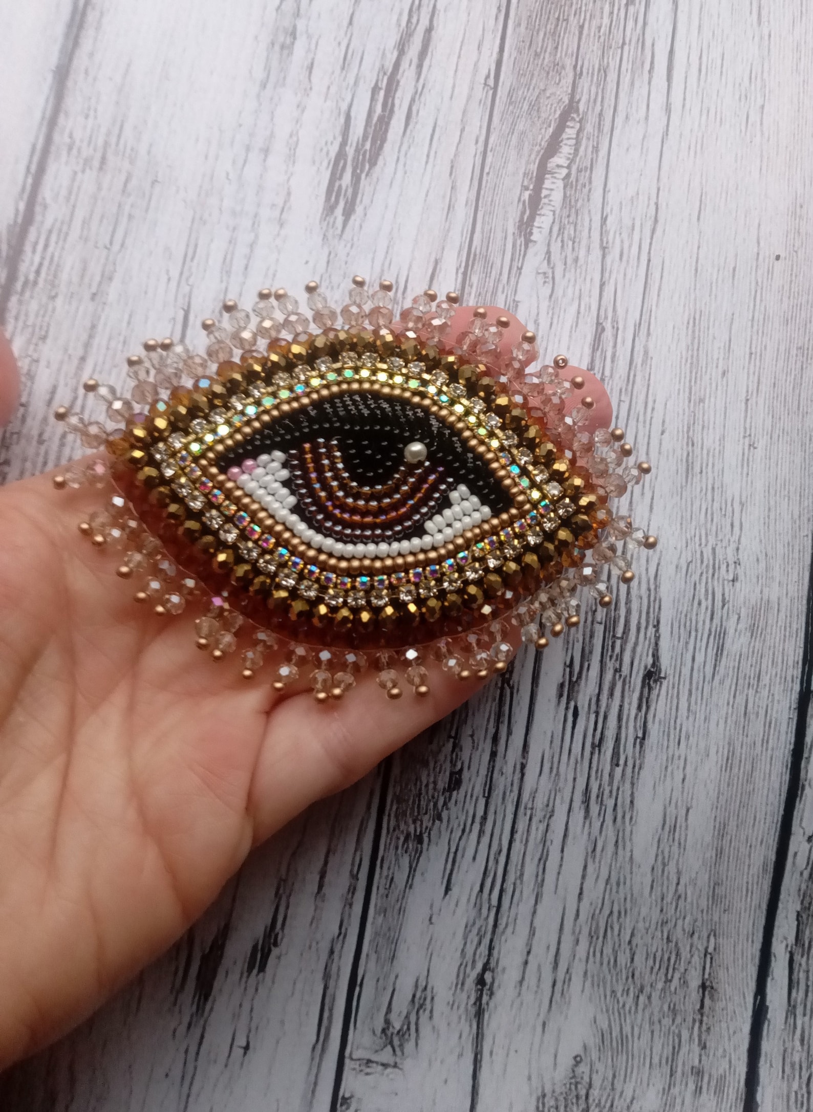 Big Evil Eye Brooch Brown Eye Brooch Embroidered Brooch - Etsy