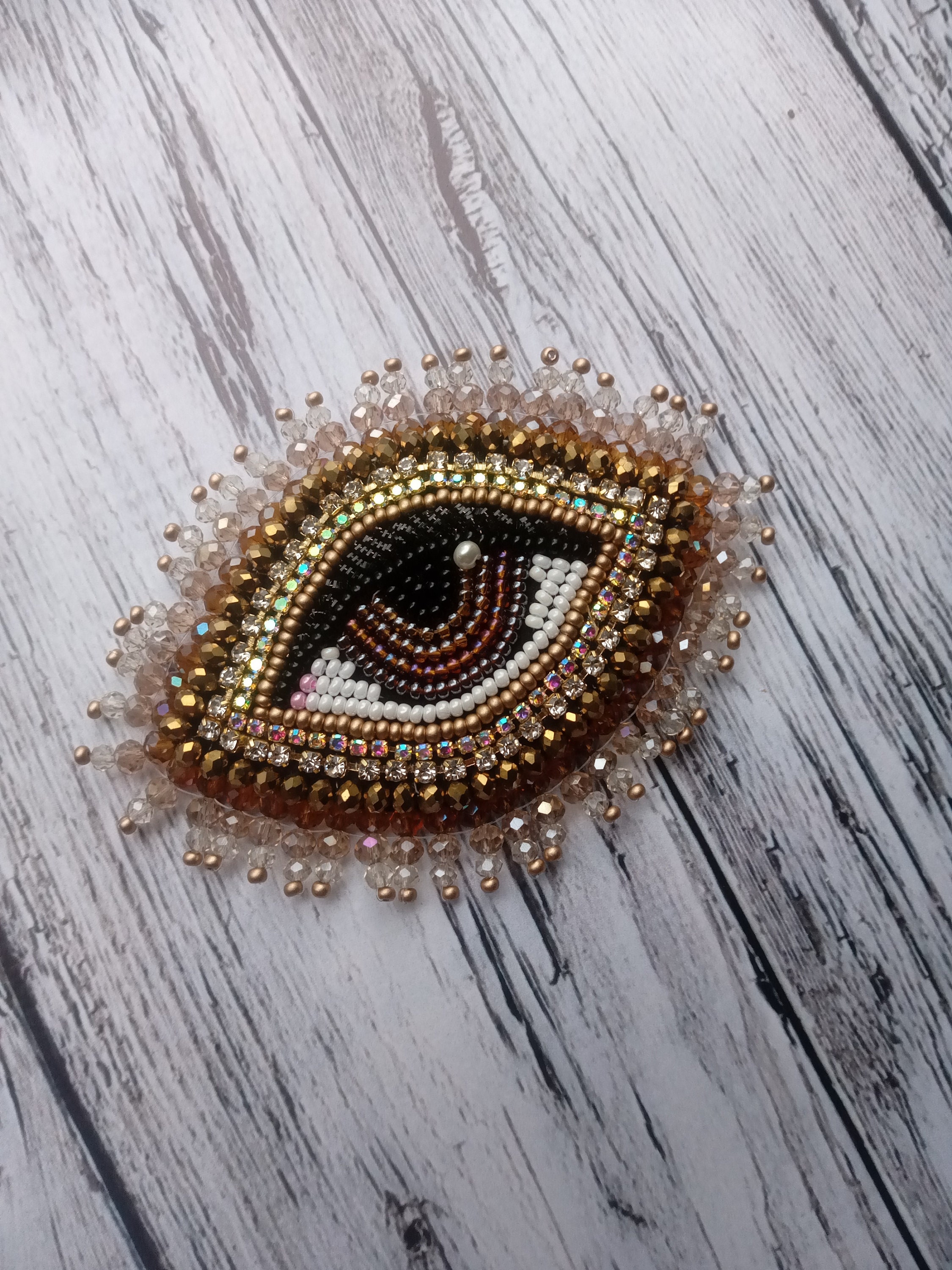 Big Evil Eye Brooch Brown Eye Brooch Embroidered Brooch - Etsy