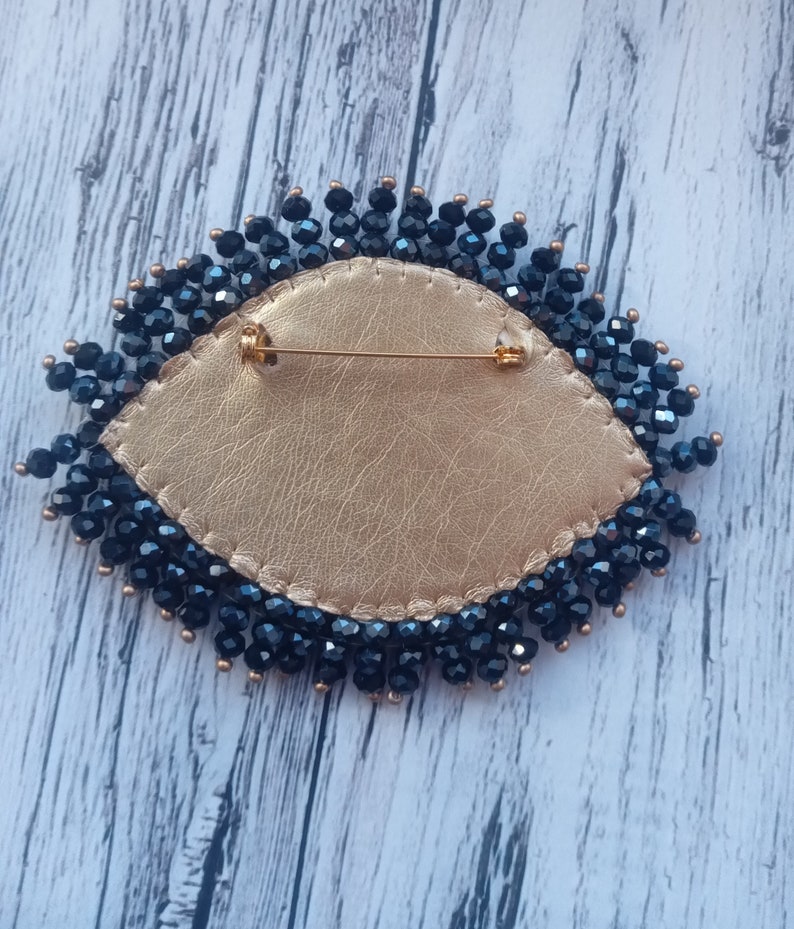 Black Evil Eye Brooch Big Beaded Eye Brooch - Etsy