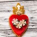Burning Heart Velvet Brooch Big Red Heart Brooch Embroidered Brooch - Etsy