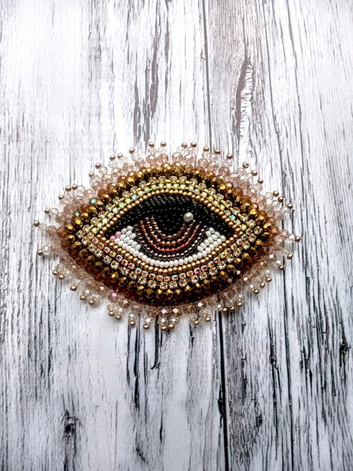 Big Evil Eye Brooch Brown Eye Brooch Embroidered Brooch - Etsy