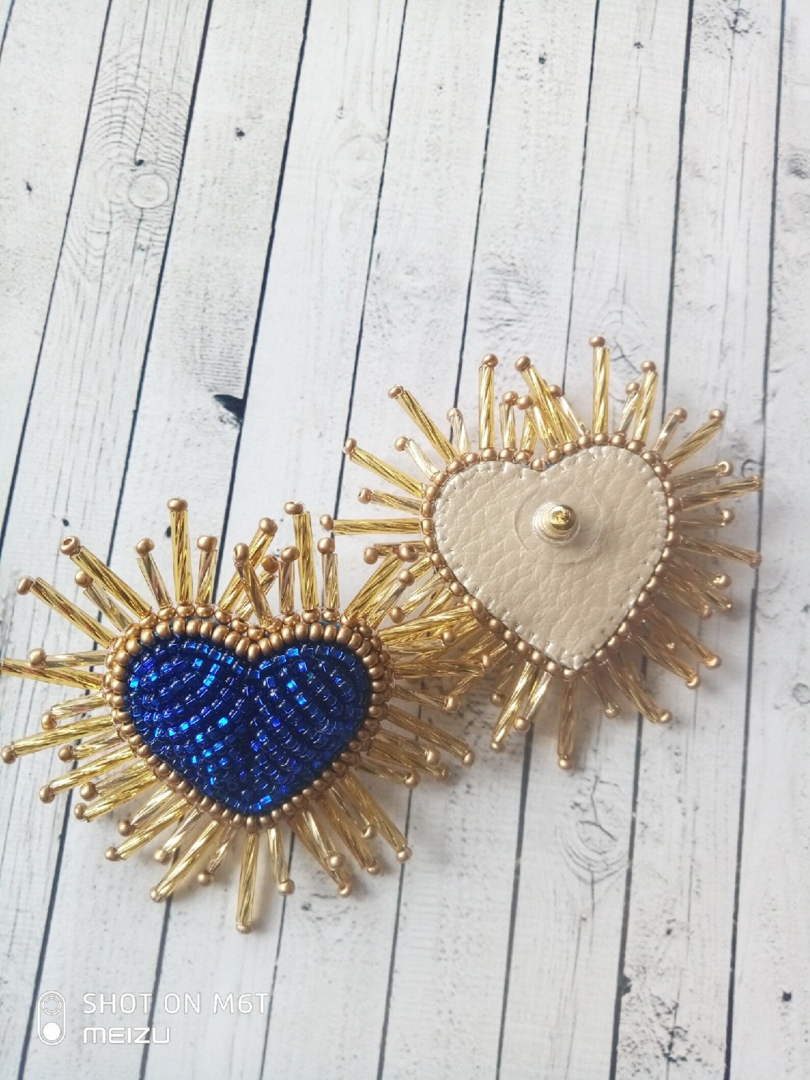 Radiant Beaded Heart Earrings Blue Shiny Hearts Earrings - Etsy