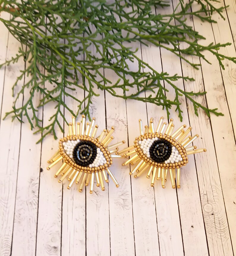 Evil Eye Earrings Black Eye Beaded Earrings Tasseled Eye Drop Earrings ...