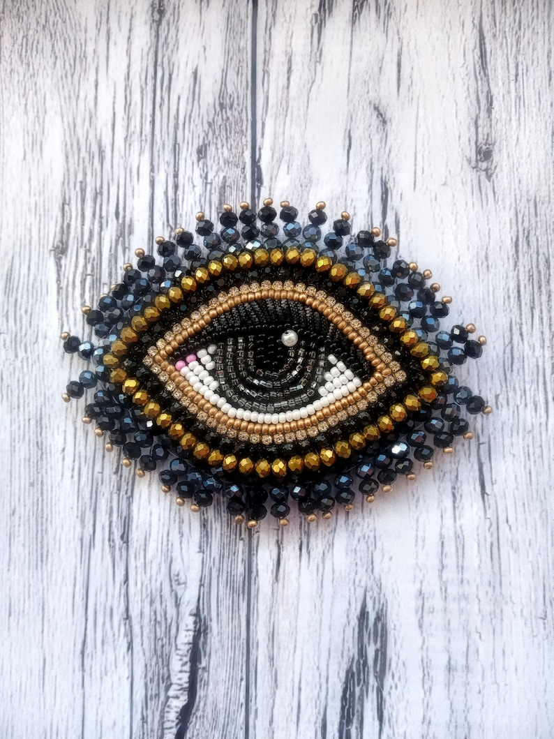 Black Evil Eye Brooch Big Beaded Eye Brooch - Etsy