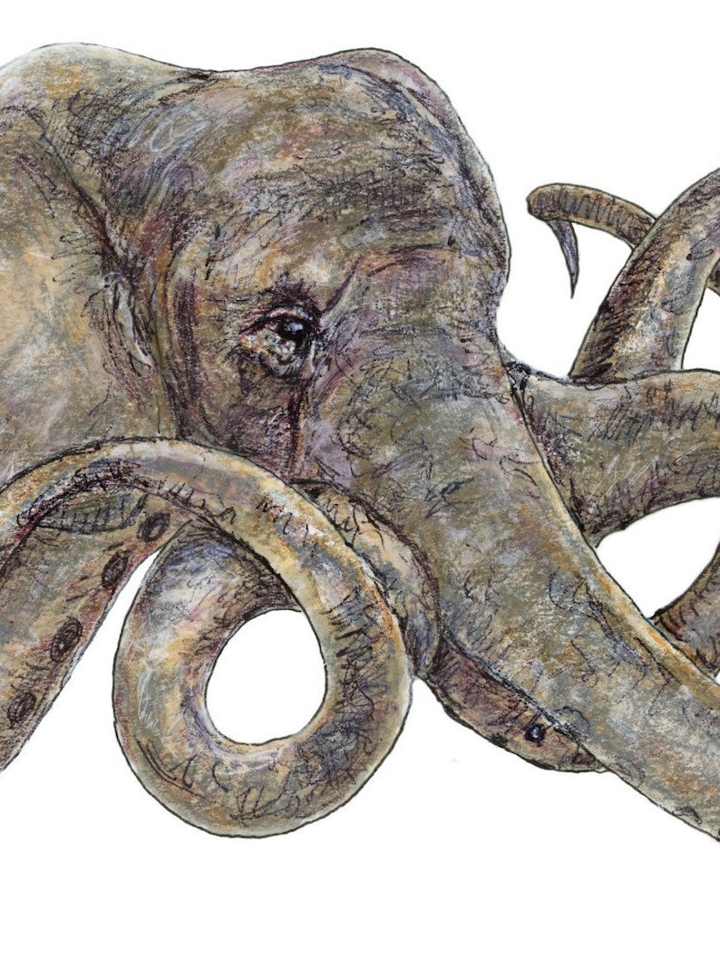 Octophant Mutant, Elephant, Octopus, Sea Creature, Fantasy Art, Animal ...