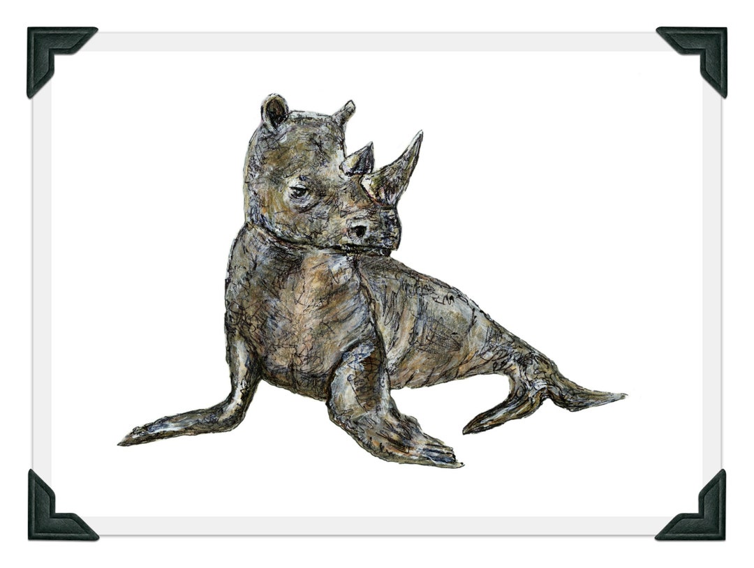 Rhirus - Mutant, Rhino, Walrus, Rhinoceros, Sea Creature, Fantasy Art ...