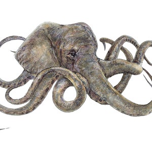 Octophant - Mutant, Elephant, Octopus, Sea Creature, Fantasy Art ...