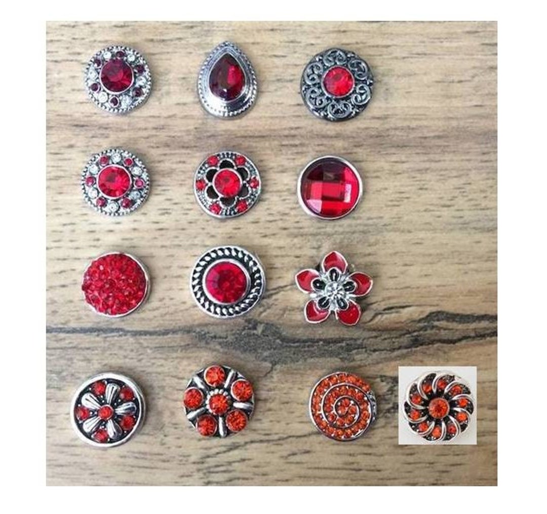 Red Snap Charms, Red Orange Snaps for 12mm PETITE/MINI Snap Jewelry ...