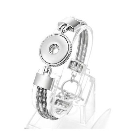 Snap Bracelet Snake Chain Snap Bracelet, Silvertone. Fits 18mm Ginger ...