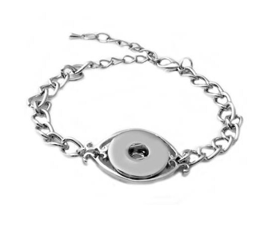 Snap Bracelet Oval Link Chain Snap Bracelet, Snap Jewlery, Silvertone ...