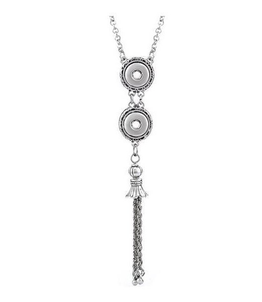Tassel Snap Necklace, Holds (2) Snaps, Silvertone, 32 Chain 2 Extender ...