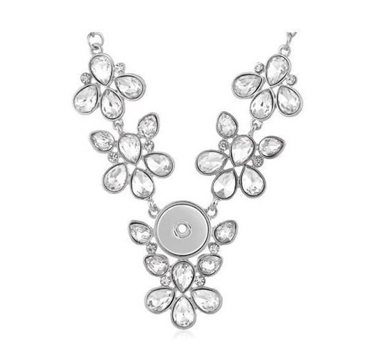 Snap Jewelry Necklace - Crystal Cluster Snap Necklace, Silvertone. Fits ...