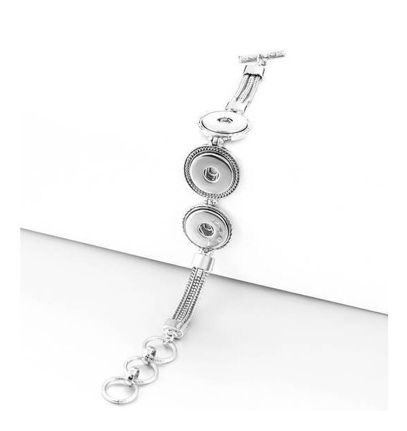 Snap Bracelet , 3 Snap Bracelet, Adjustable Toggle Closure, Silvertone ...