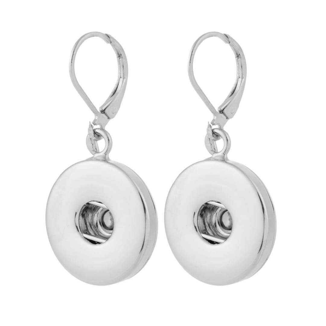 Snap Earrings Lever Back, Snap Jewelry Earrings, Silvertone. Fits 18mm ...