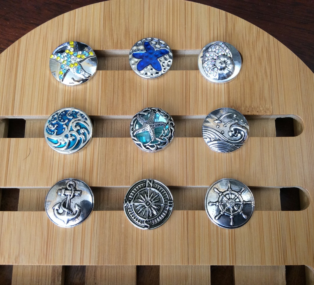 Nautical Snap Charms Starfish, Sea Shell, Waves, Anchor, Ship Wheel ...