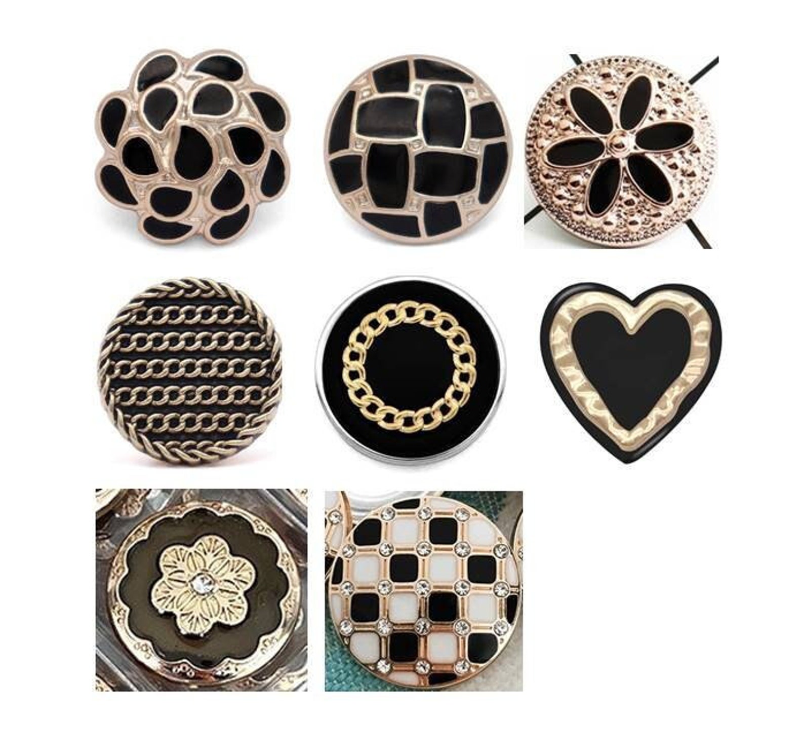 Black Snaps, Black and Gold Snaps, Snap Jewelry, Fits 18mm Ginger Snaps ...