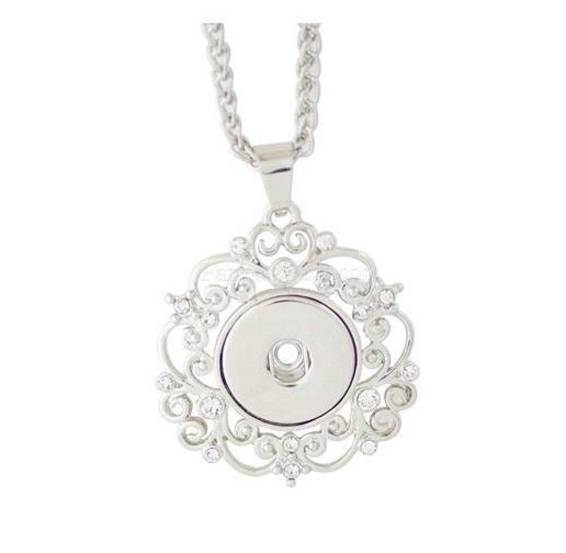 Snap Necklace Rhinestone Snap Jewelry Necklace Silvertone - Etsy