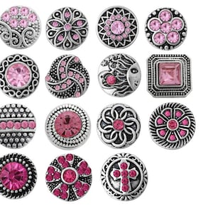 12mm Snaps, Pink Snaps, Light Pink Snaps, Hot Pink Snaps, Fits 12mm ...