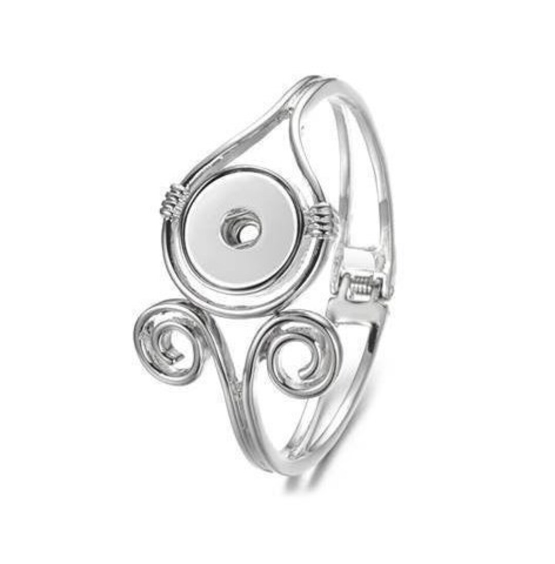 Snap Bracelet, Snap Bangle, Snap Jewelry Bracelet, Silvertone. Fits ...