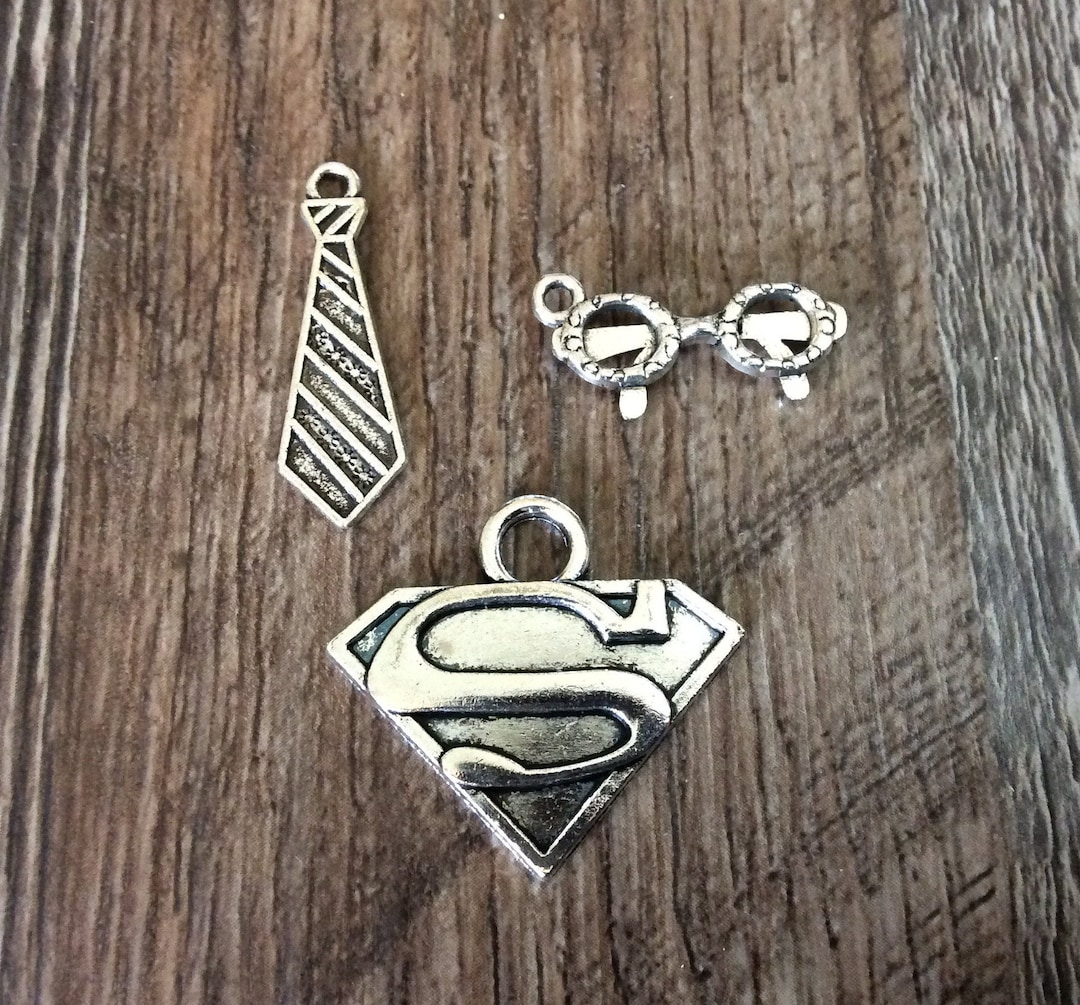 Superhero Charms, Superman Charm, Clark Kent Charms, Tie Charm, Eye ...