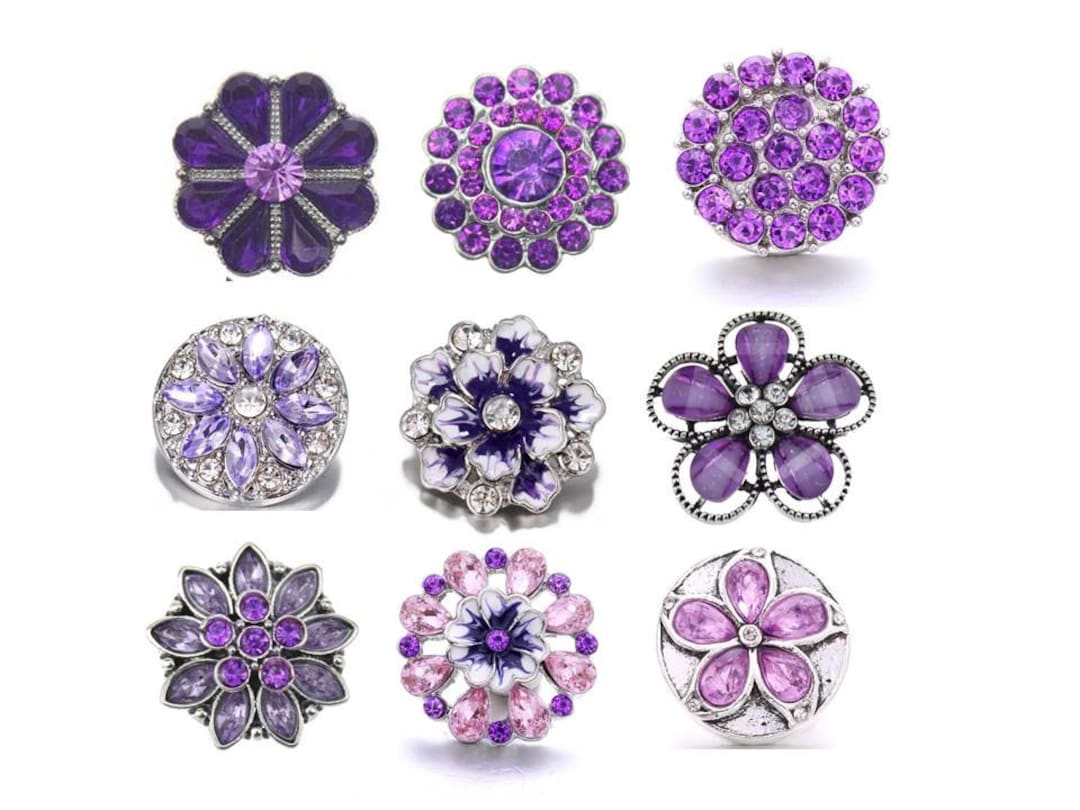 Snap Charms Purple, Lavender Snap Buttons for Snap Jewelry, Fits 18 ...