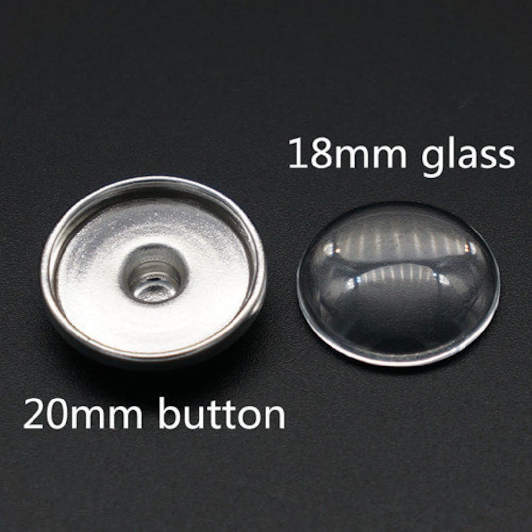 DIY Snap Charm Blank Sets; 10 Each of 18mm Glass Cabochon, 20mm Snap ...