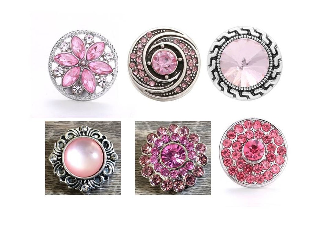 Pink Snap Charms, Snap Buttons for Snap Jewelry, Fits 18mm - 20mm ...