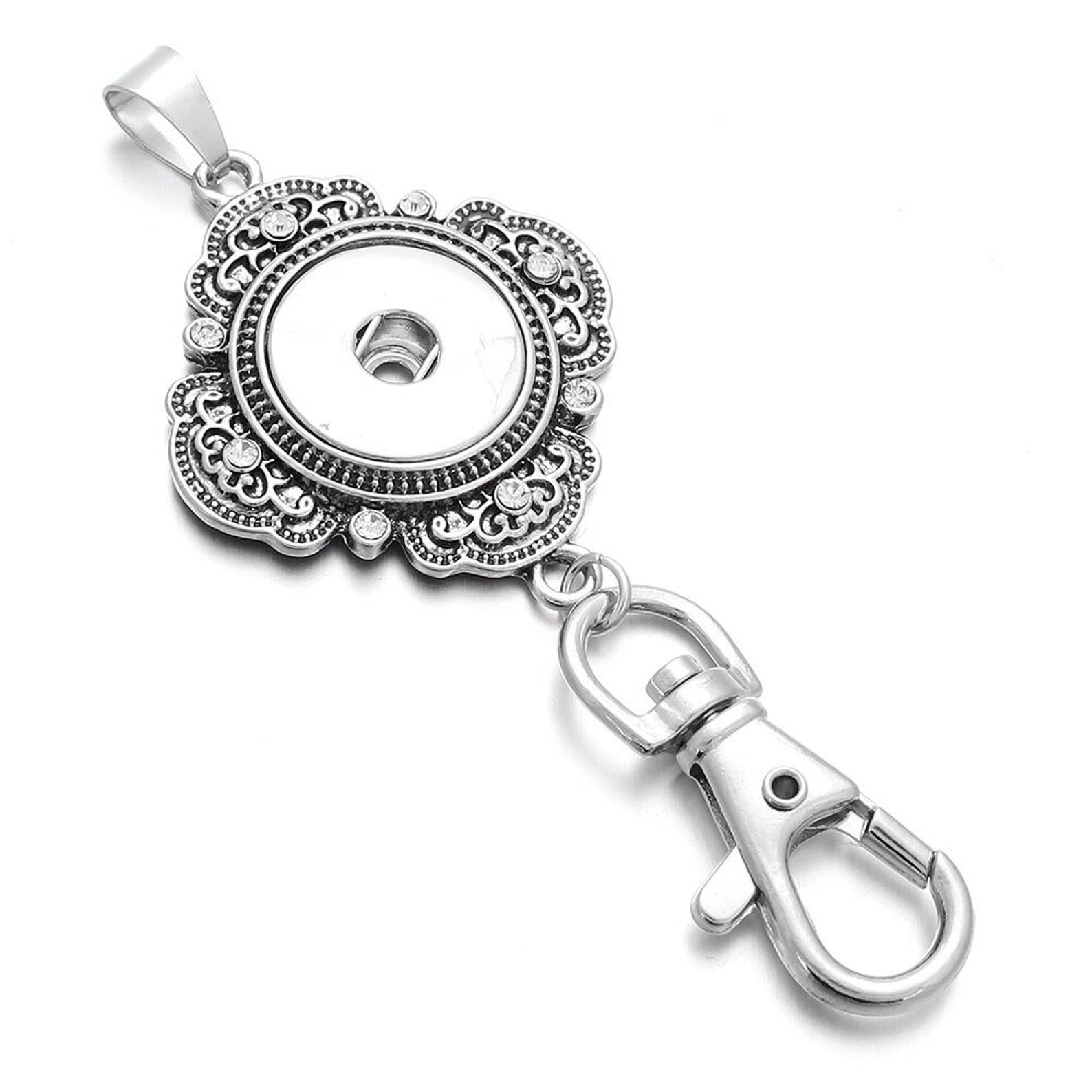 Lanyard Snap Necklace, Badge Holder Quatrefoil Snap Lanyard, 24" Link ...