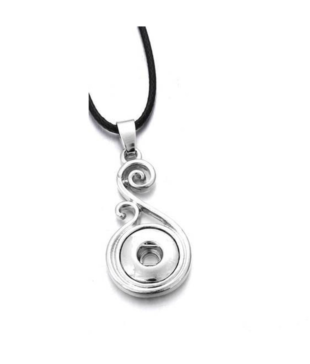 Snap Necklace, Scroll, Silvertone, 18" Nylon Cord Chain + 2" Extender ...