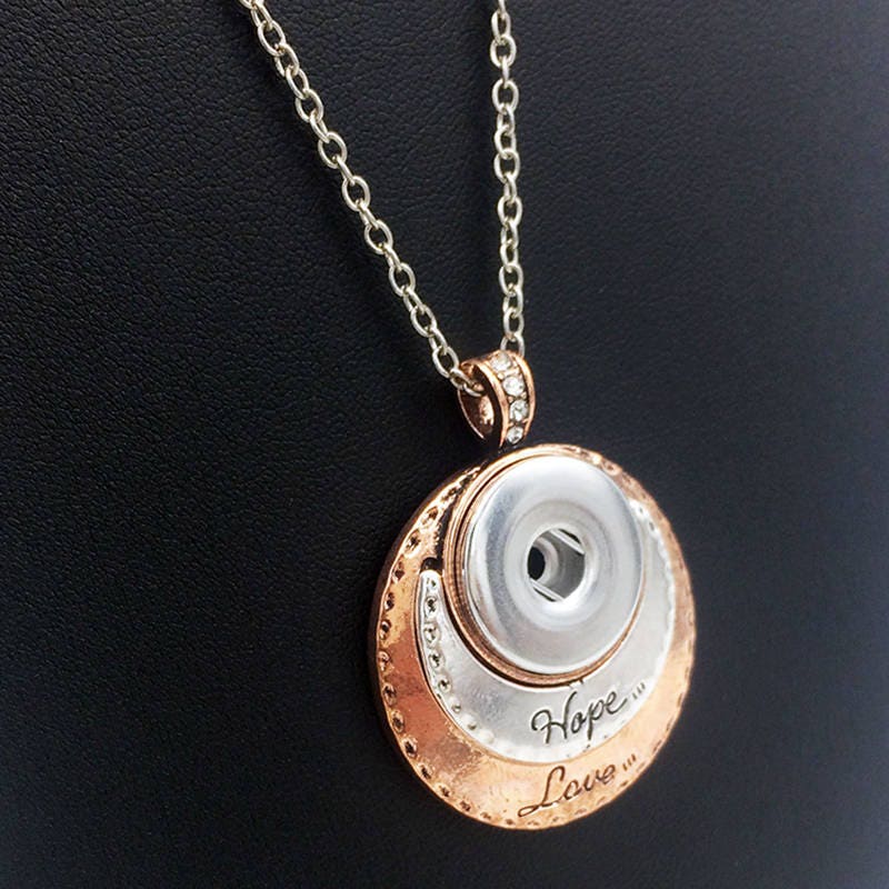 Hope Love Snap Necklace, Silvertone & Copper, 22 Chain, Snap Jewelry ...