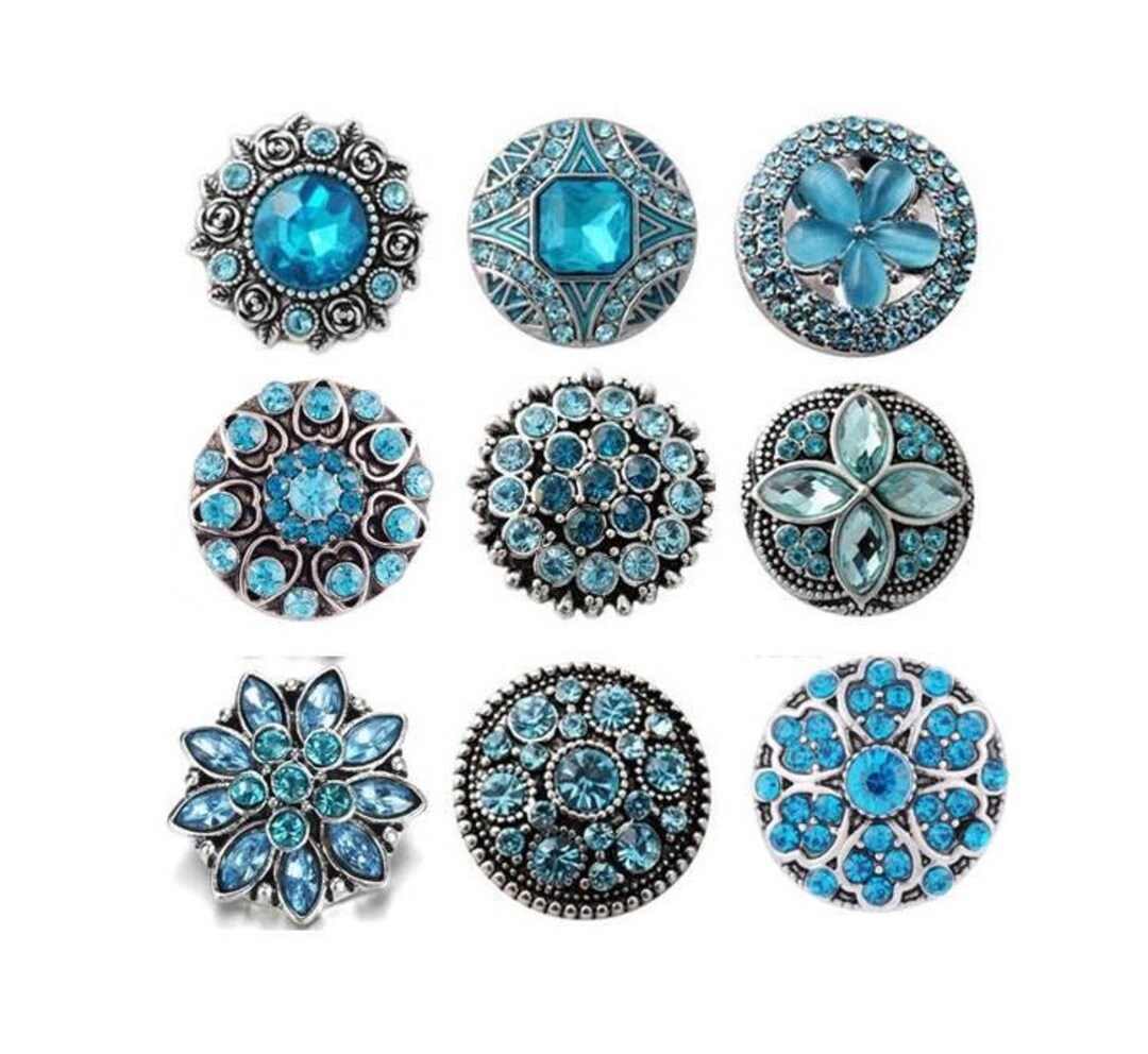 Blue Snap, Aqua Blue Snap, Turquoise Snap, Snaps for Snap Jewelry. Fits ...