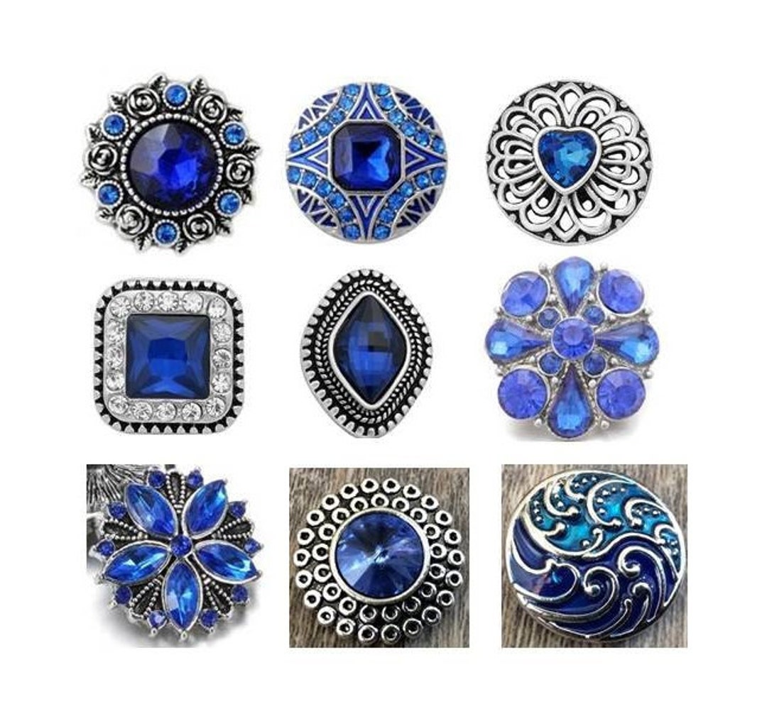 Navy Blue Snap, Royal Blue Snap, Blue Snap Charms for Snap Jewelry ...