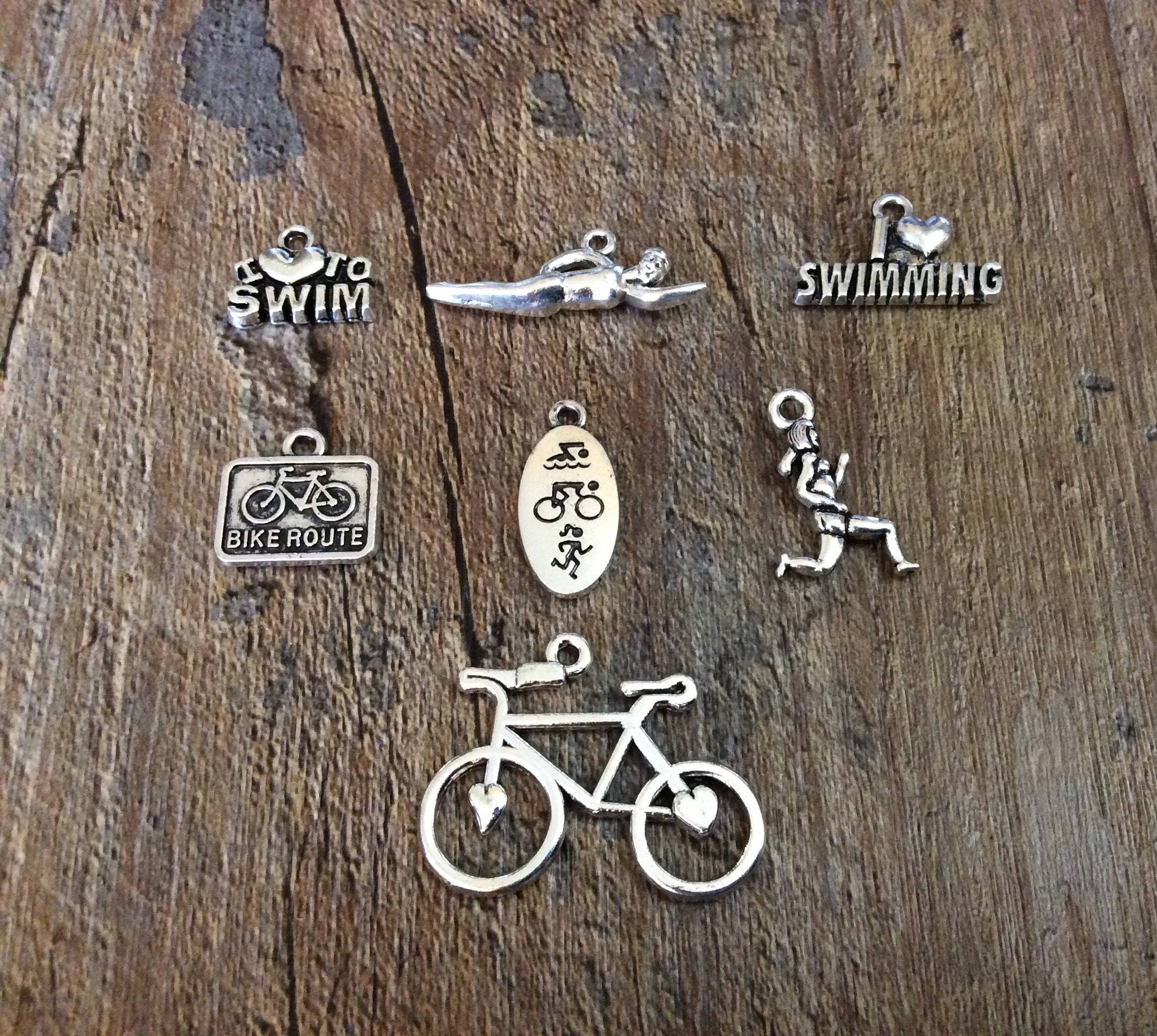 Swimming Charms, Triathlon Charms, Running Charm, Biking Charm, Swimmer ...