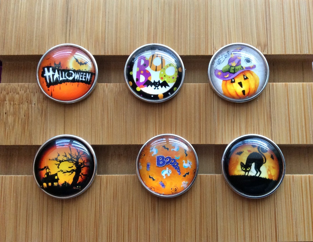 Halloween Snap Charms, Ghost Snap, Pumpkin Snap, Black Cat Snap ...