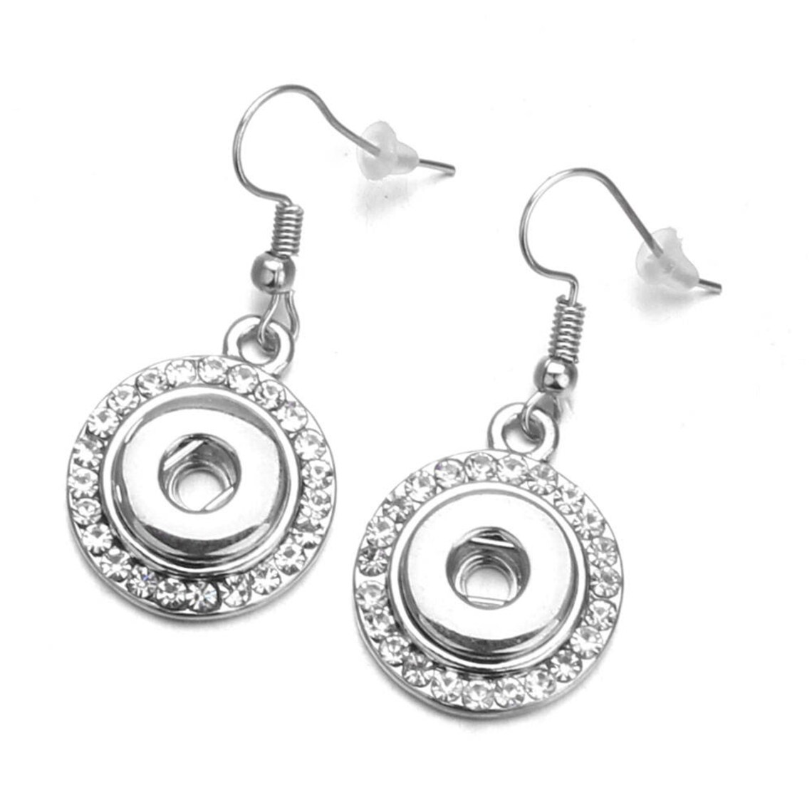 Snap Earrings Rhinestone Hook Earrings, Silvertone. Fits 12mm PETITE ...