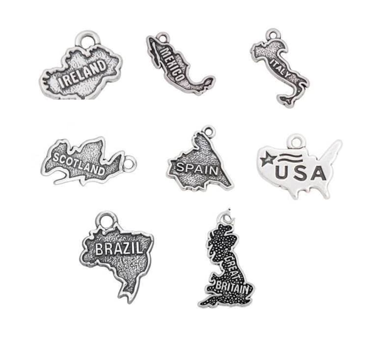 Map Charms Country Charms Australia Ireland Mexico Italy - Etsy