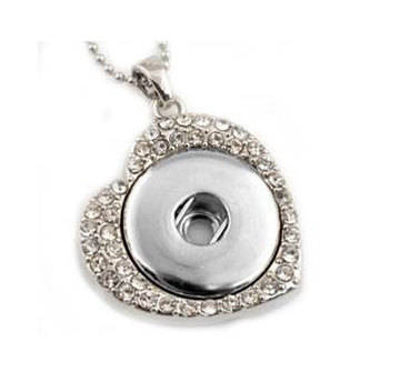 Snap Necklace Dangling Heart Snap Necklace w/Rhinestones, 31 ball chain ...