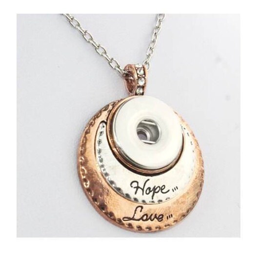 Hope Love Snap Necklace, Silvertone & Copper, 22 Chain, Snap Jewelry ...