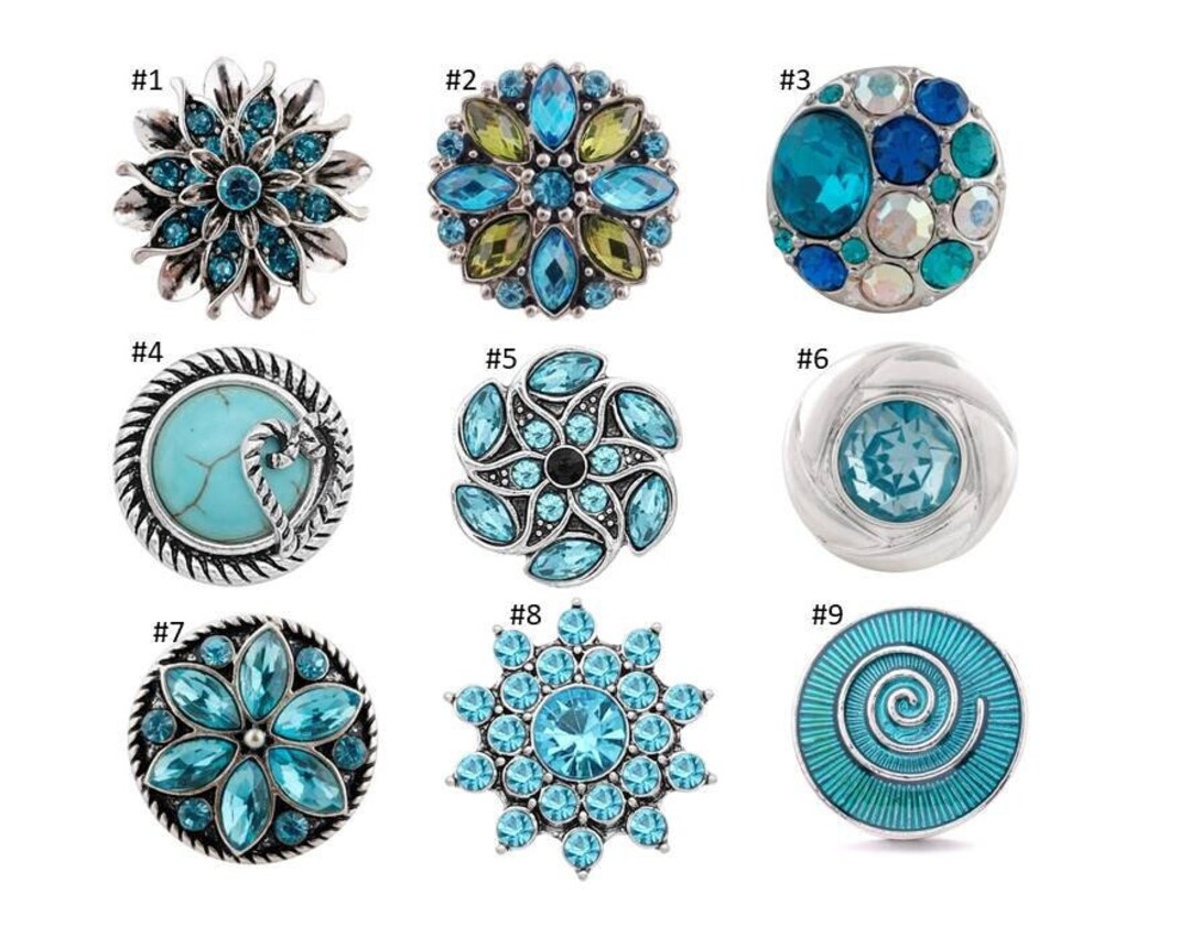 Blue Snaps, Aqua Blue Snaps, Turquoise Snaps for Snap Jewelry. Fits ...