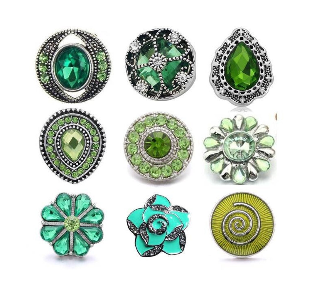 Green Snap Charms, Emerald Green Snap, Seafoam Green Snap, Olive Green ...