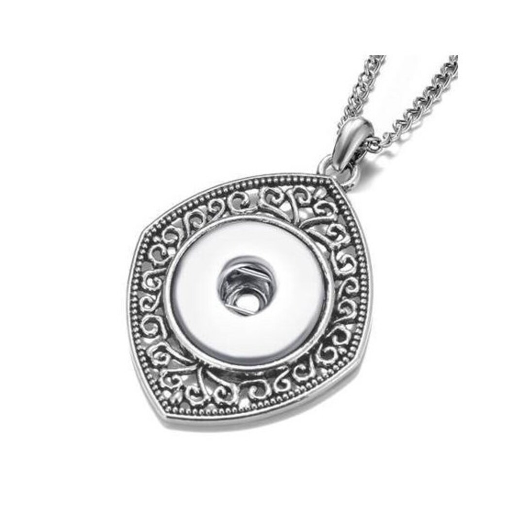 Snap Necklace, Snap Jewelry Necklace, Silvertone, 24" Link Chain. Fits ...