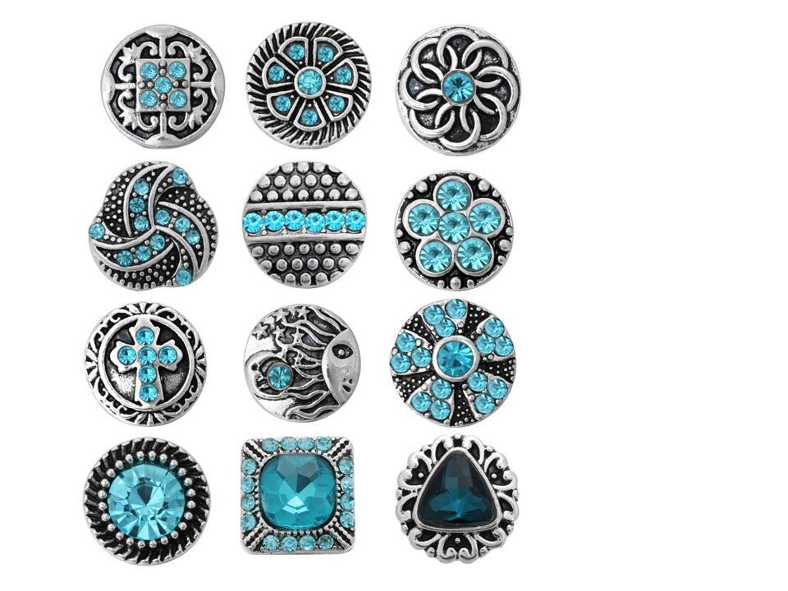12mm Snaps, Blue Snaps, Aqua Snaps, Light Blue Snaps, Fits 12mm Ginger ...