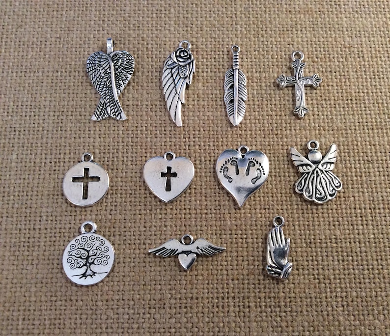 Faith Charms Religious Cross Angel Wings Prayer - Etsy