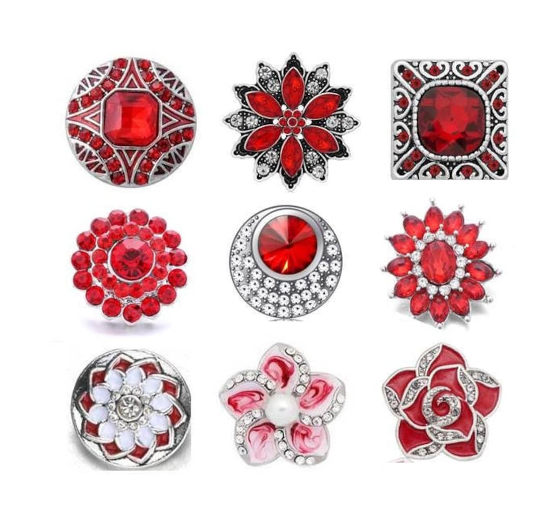 Red Snap Charms, Red Snaps for Snap Jewelry, Fits 18mm - 20mm Ginger ...