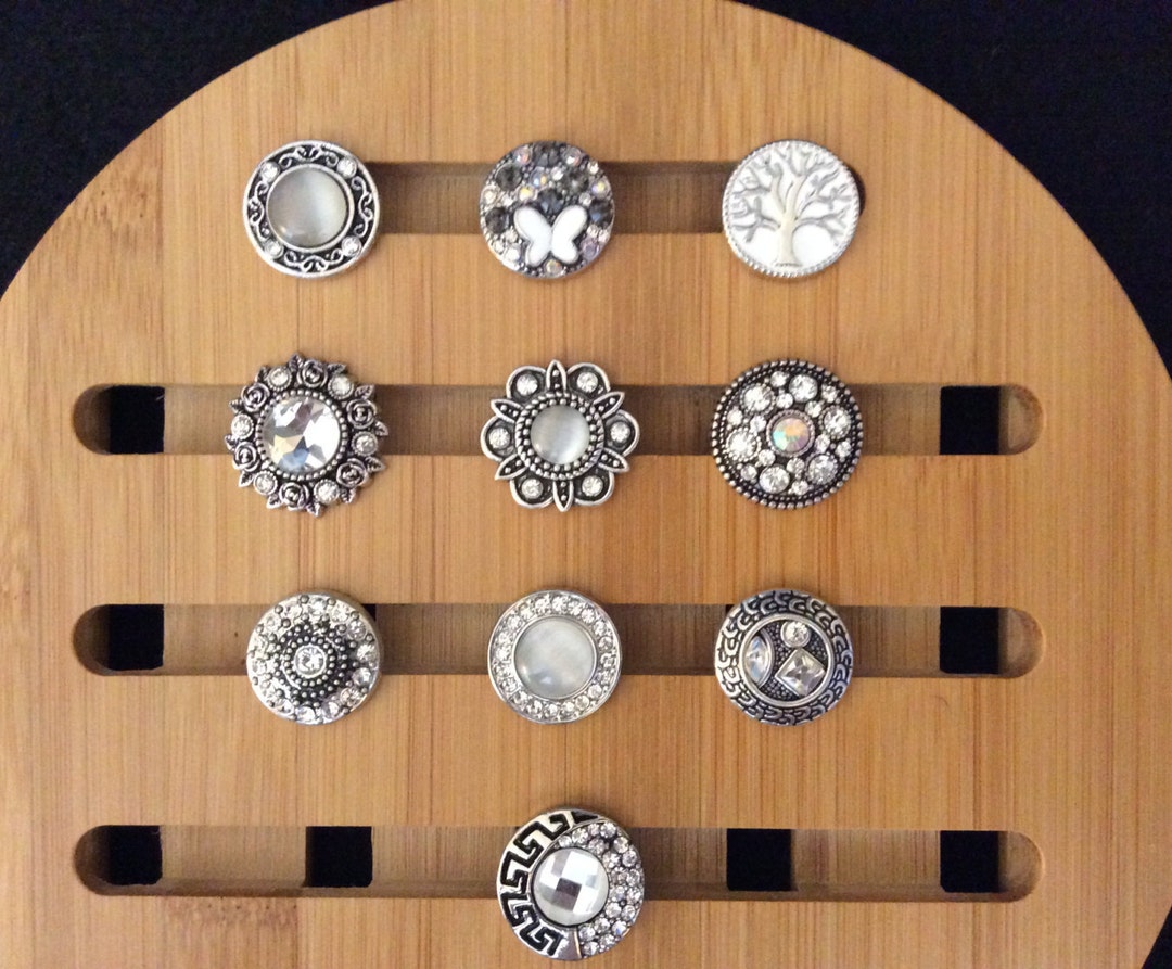 Snap Charms, White, Rhinestone, Clear Snap Charms for Snap Jewelry ...