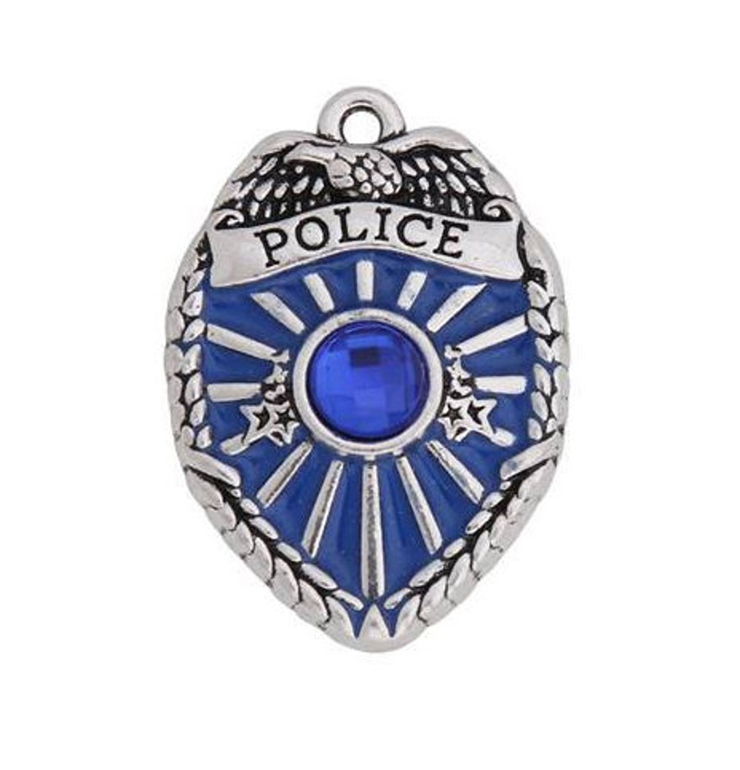 Police Badge Charm, Police Shield Charm, Policeman Charm, Silvertone ...