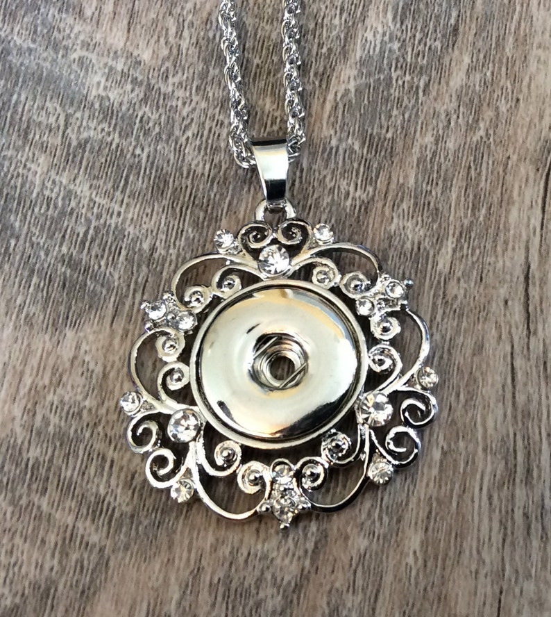 Snap Necklace Rhinestone Snap Jewelry Necklace Silvertone - Etsy