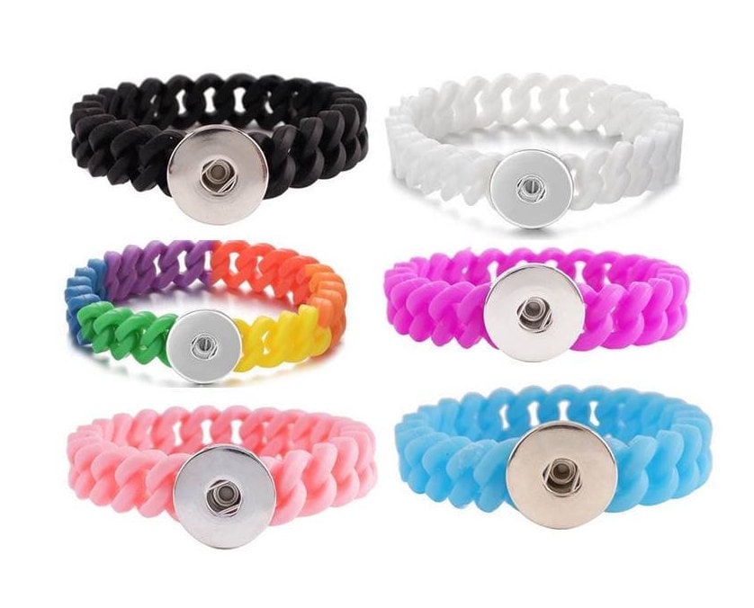 Silicone Snap Bracelet Braided Rope 1 Snap Jewelry Bracelet, Stretchy ...