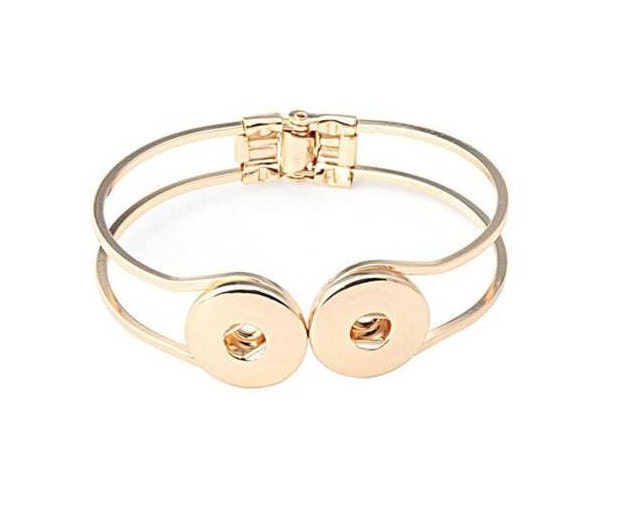 Snap Bracelet 2 Snap Bangle, Snap Jewelry Bracelet, Rose Gold or ...