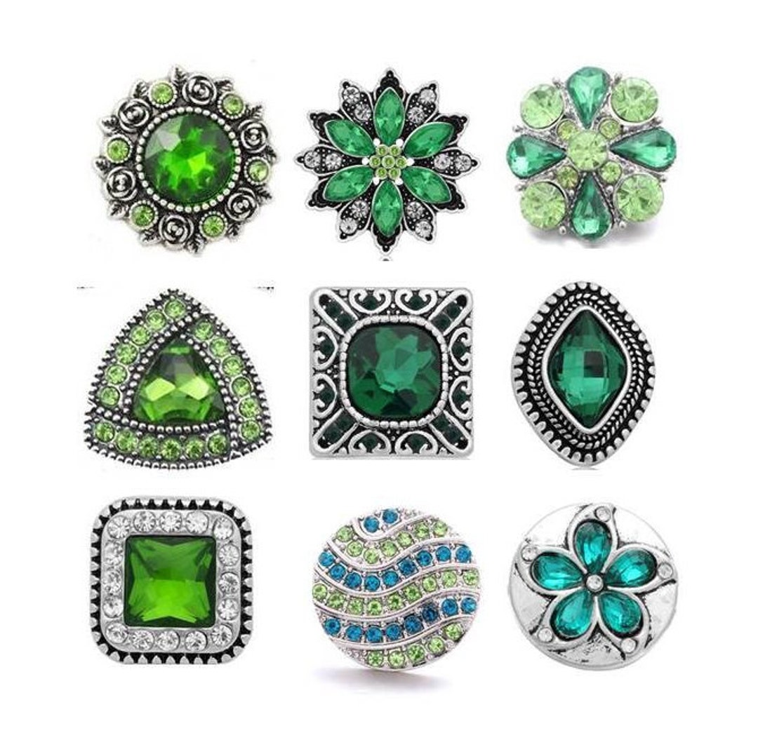 Green Snap Charms, Emerald Green Snap, Teal Snap Charms for Snap ...